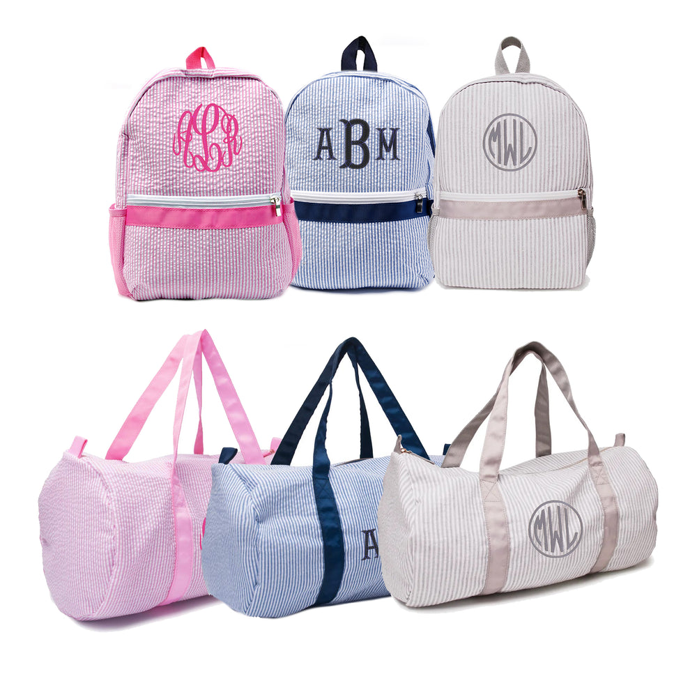 Seersucker Back Pack Personalized Backpack – Pretty Personal Gifts
