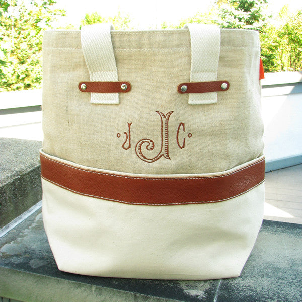 Jute Leather Tote Bag – Pretty Personal Gifts